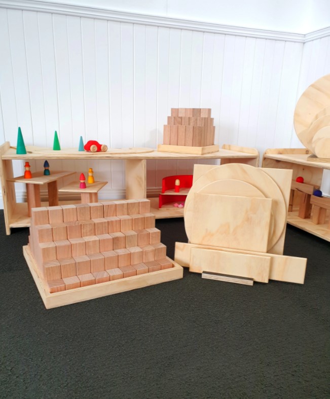 Australian Made Wooden Building Blocks and Building Platforms Package