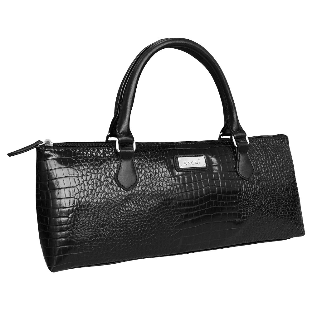 Sachi Insulated Wine Purse Crocodile Black